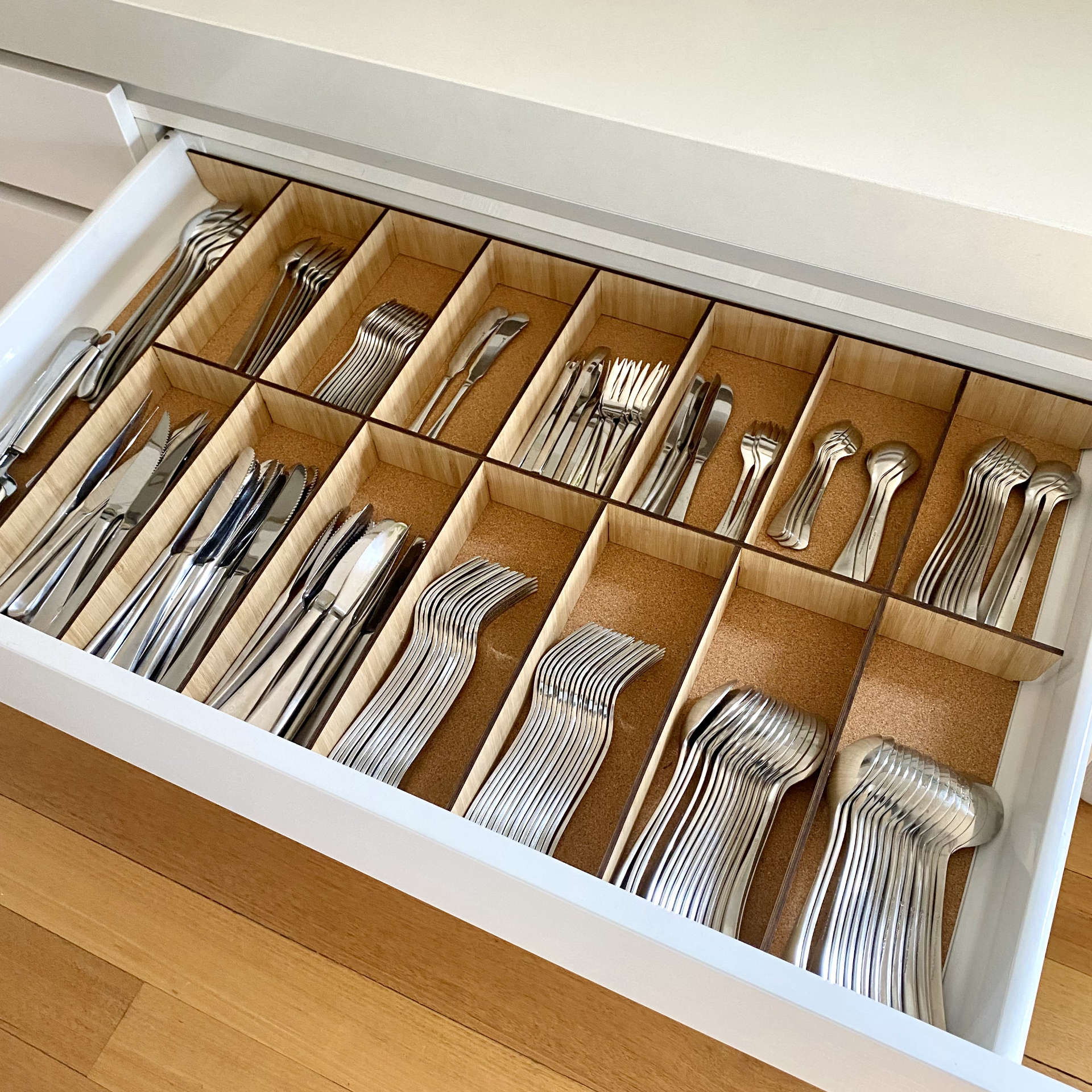 tidy.af Bamboo Drawer Dividers & Cork Drawer Liners - Custom Made